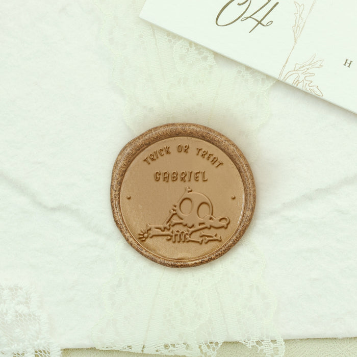 Custom Scattered Skulls Halloween Name Wax Seal Stamp | Amzdeco